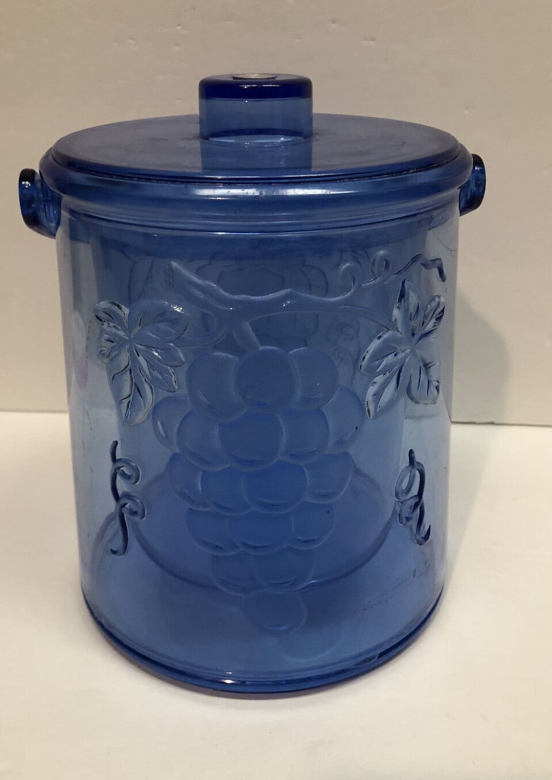 Vintage Lucite Ice Bucket Blue With Grapes and Vines Designs - Etsy