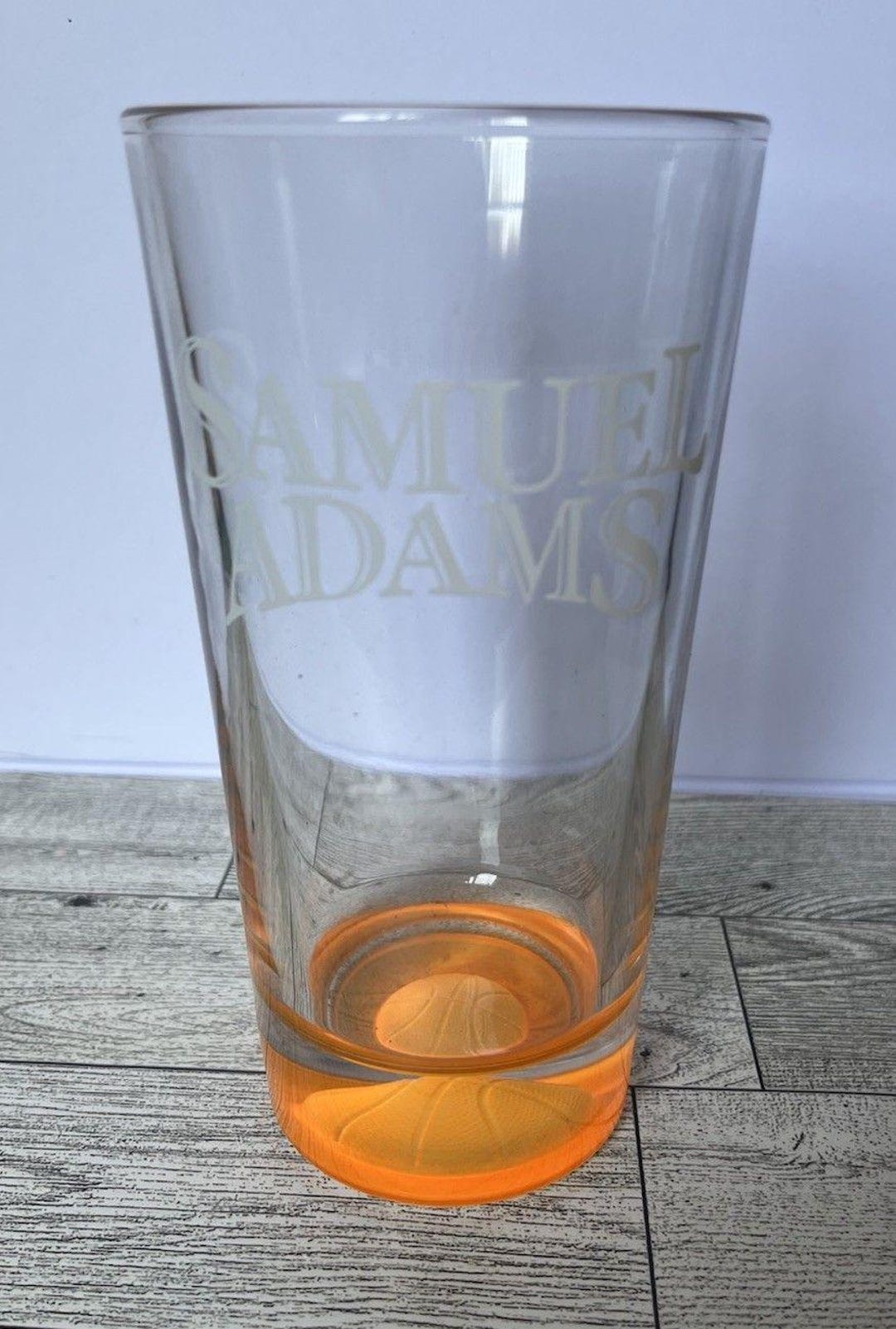 Samuel Adams Beer Glass 3D Neon Orange Basketball Bottom 16 Oz Pint ...