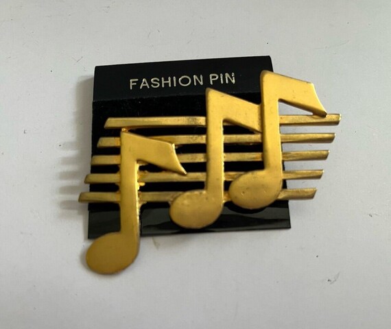 Vintage Gold Tone Musical Note Scale Staff Fashion Br… - Gem