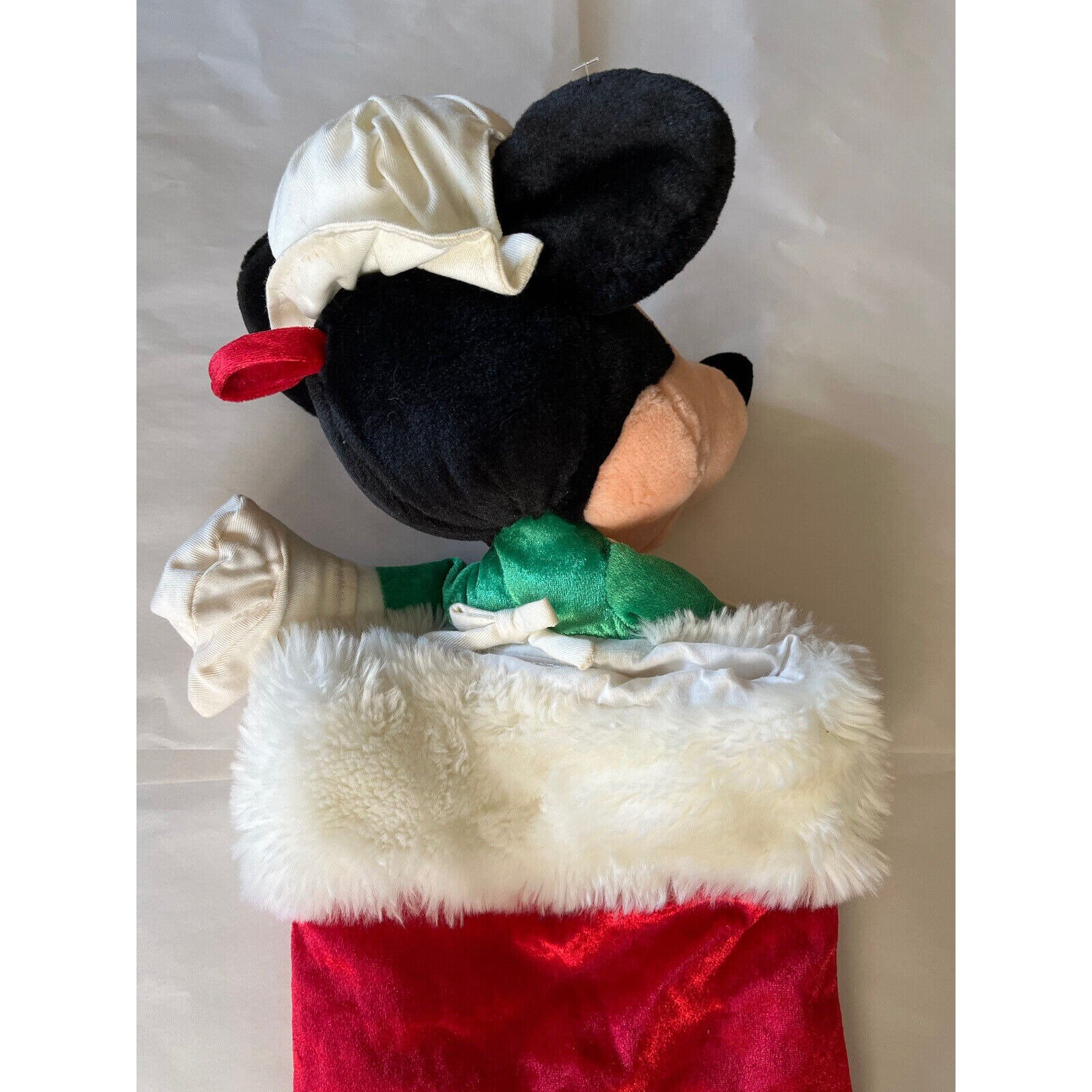 Vintage Disney Minnie Mouse Head 3D Christmas Red Stocking Plush ...