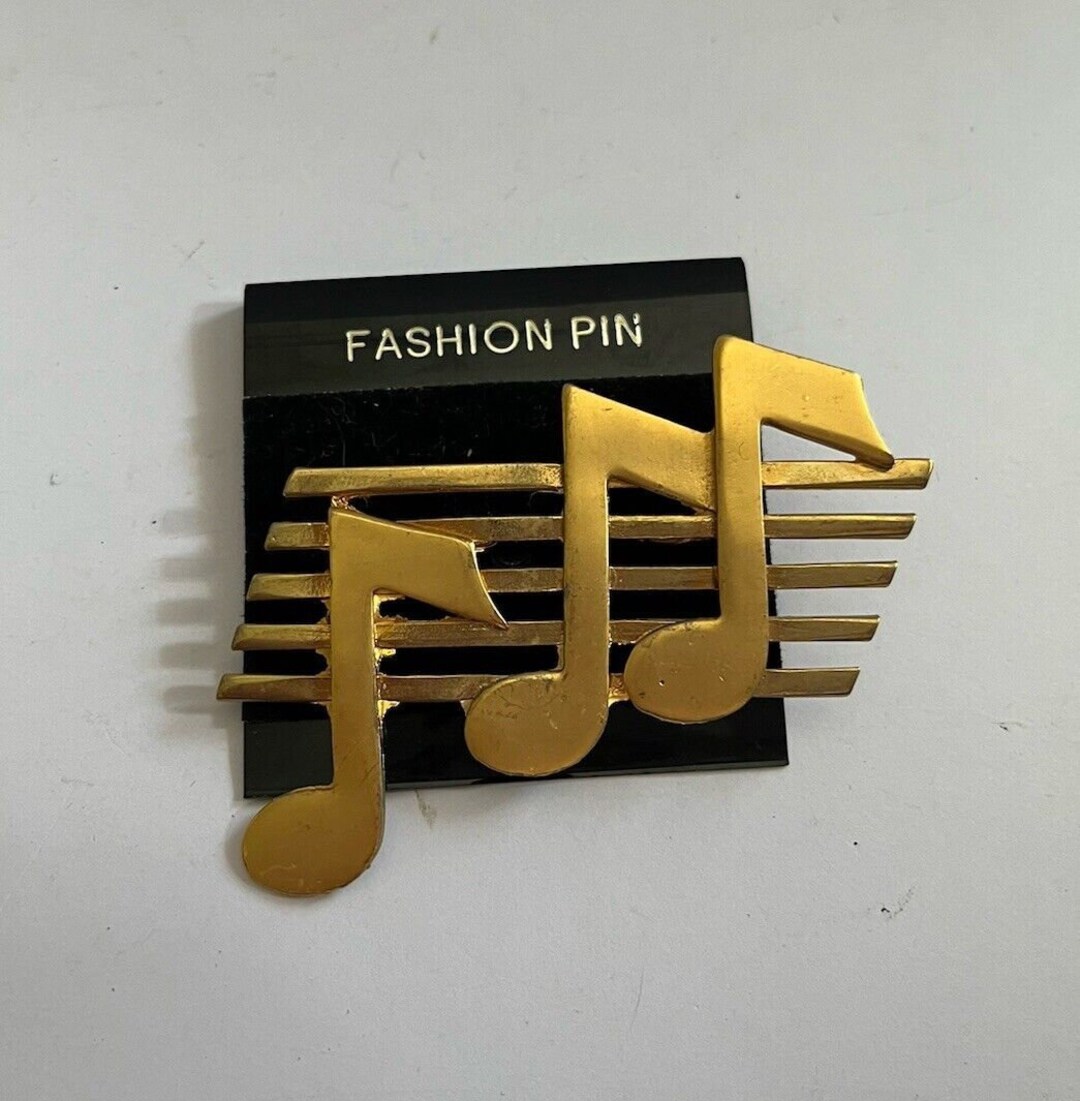 Vintage Gold Tone Musical Note Scale Staff Fashion Brooch Pin - Etsy