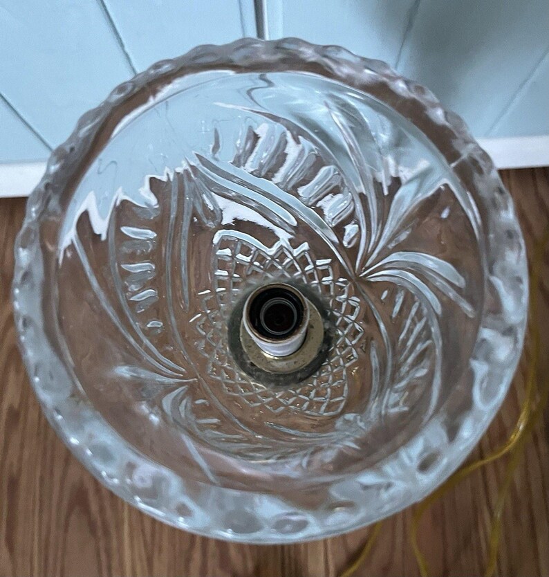 Vintage Brass & Heavy Crystal Torchiere Accent Table Lamp 16" Scroll ...