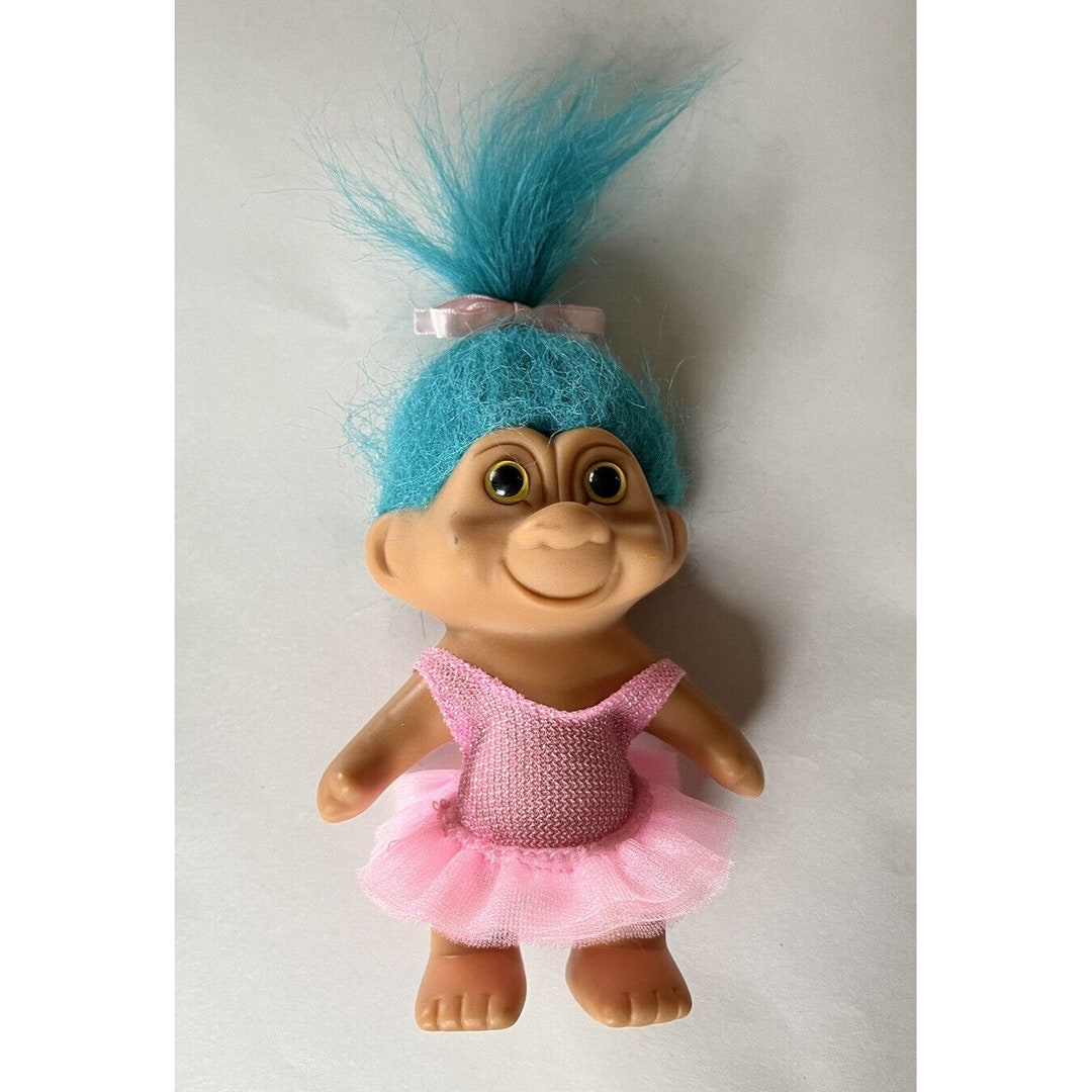Vintage Russ Troll Doll Blue Hair Ballerina With Pink Tutu 5" Tall 1991 ...