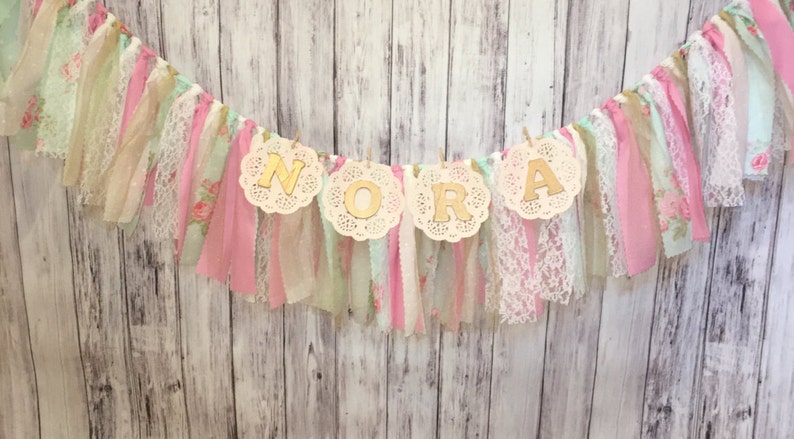 Personalized Fabric Banner // Shabby Chic Fabric Banner // | Etsy