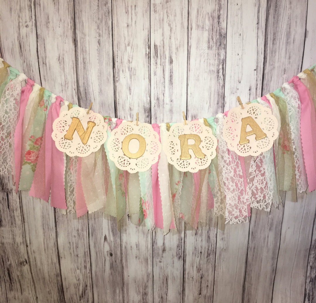 Personalized Fabric Banner // Shabby Chic Fabric Banner // - Etsy