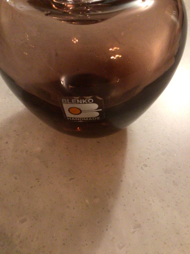 Vintage Blenko Glass Amethyst Apple Paperweight/ Handblown Glass Apple ...