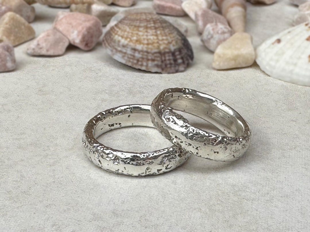 Sand Cast Ring Set. Matching Rings for Couples. Custom Sized, Recycled ...