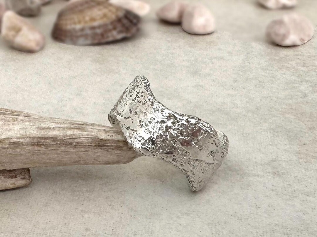 Wave Ring. Chunky / Wide Sand Cast Ring With Open Band. Recycled ...