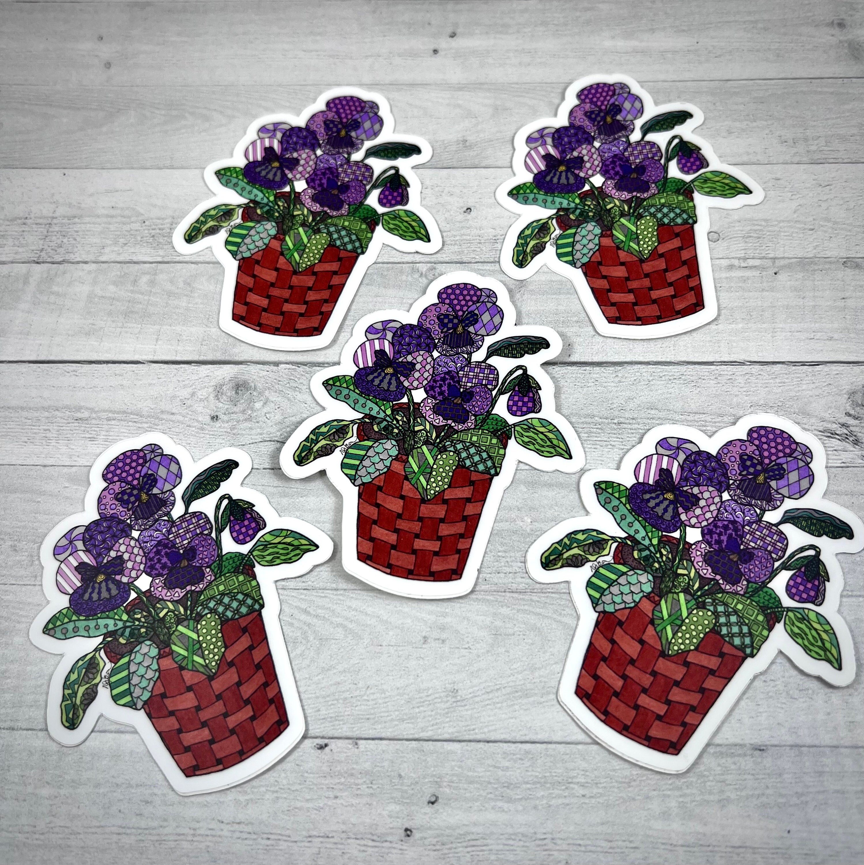 Pansy Sticker Pansy Decal Original Potted Pansies - Etsy