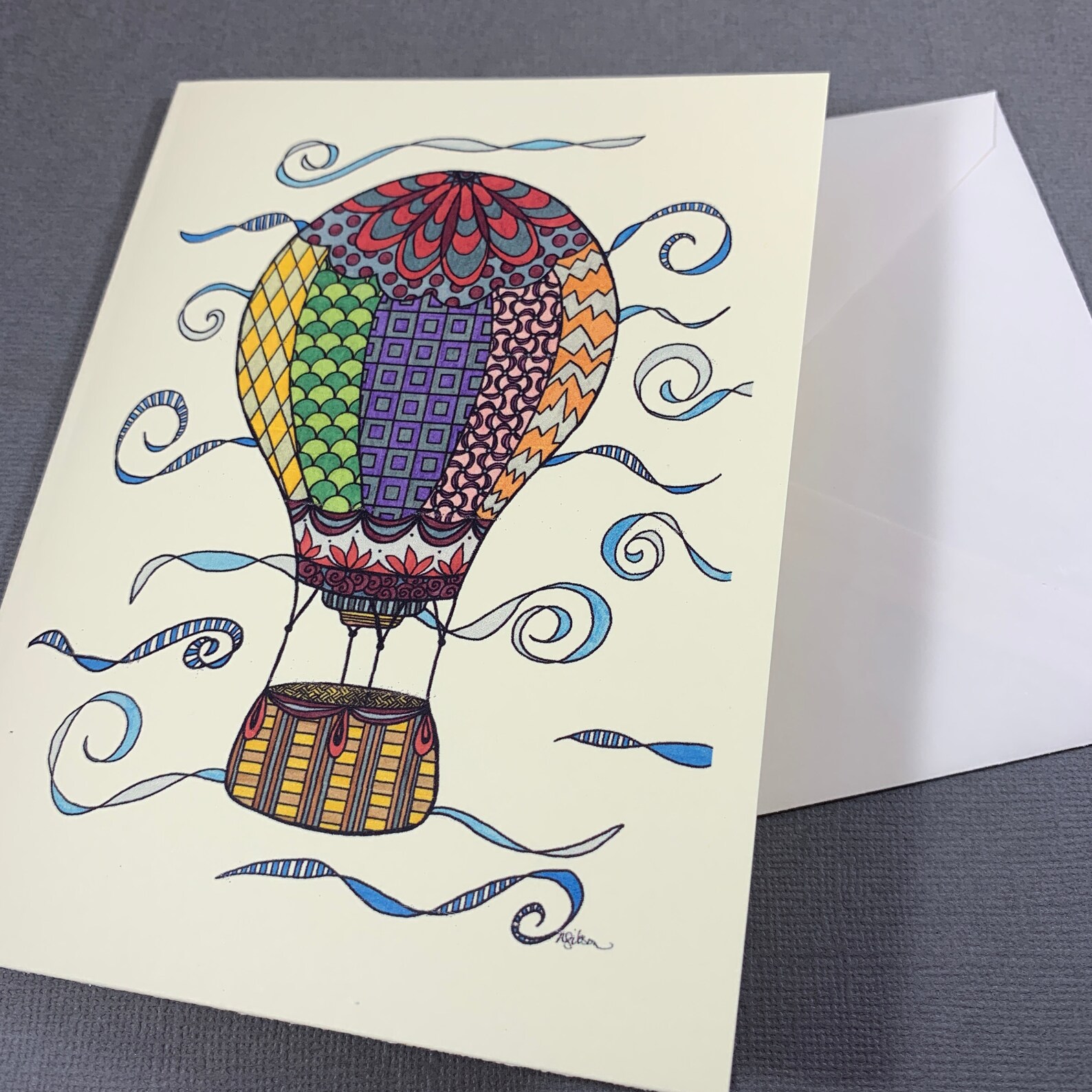 Hot Air Balloon Stationery Set - Set of 8 Blank Inside Card Set ...
