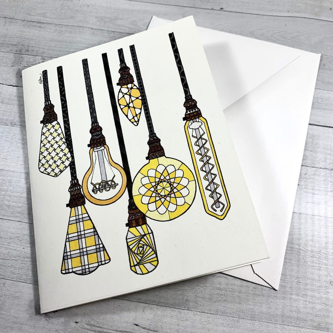 Edison Lightbulbs Stationery Set - Set of 8 Blank Inside Card Set ...