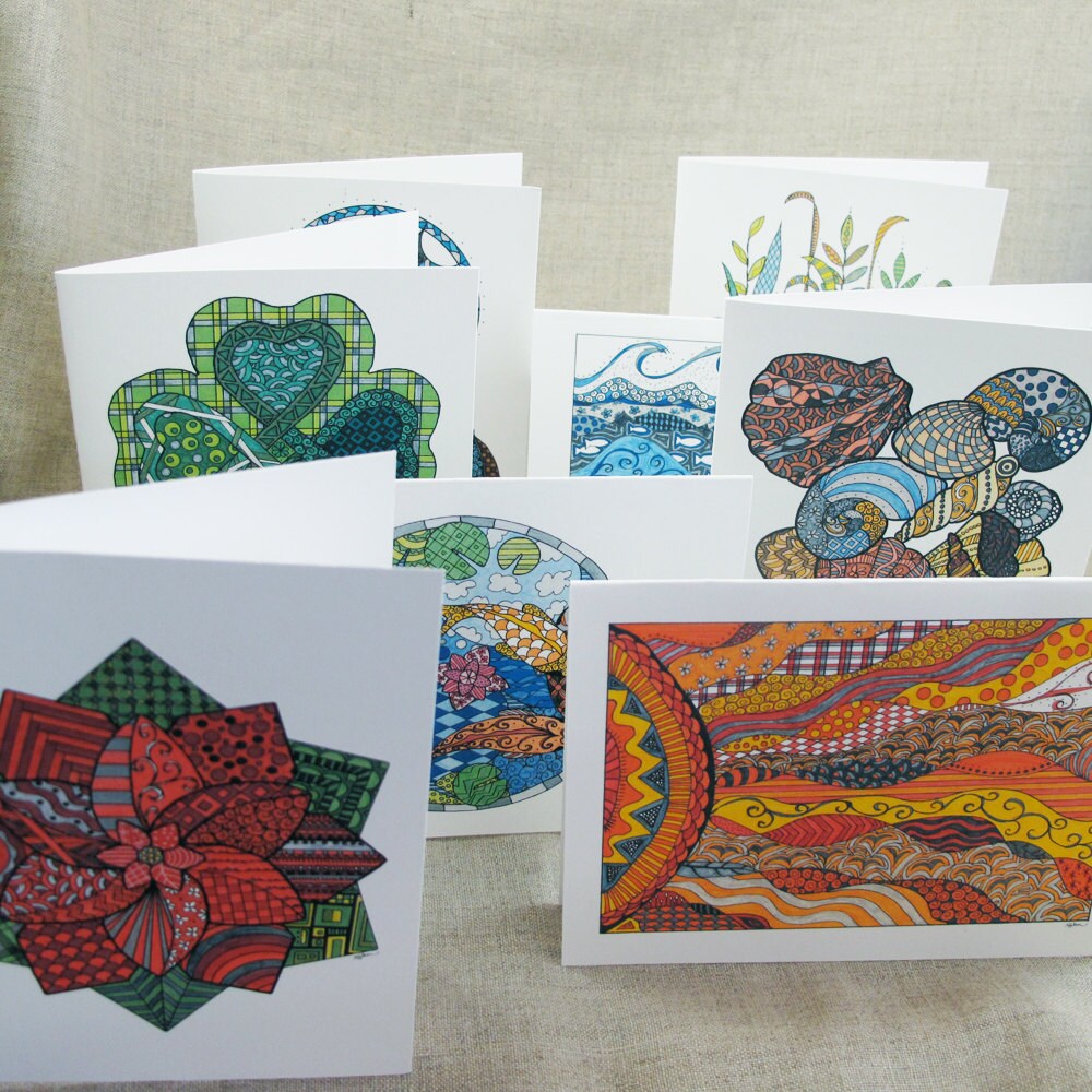 Mix and Match Stationery Set - Set of 8 Blank Inside Card Set - Choose ...