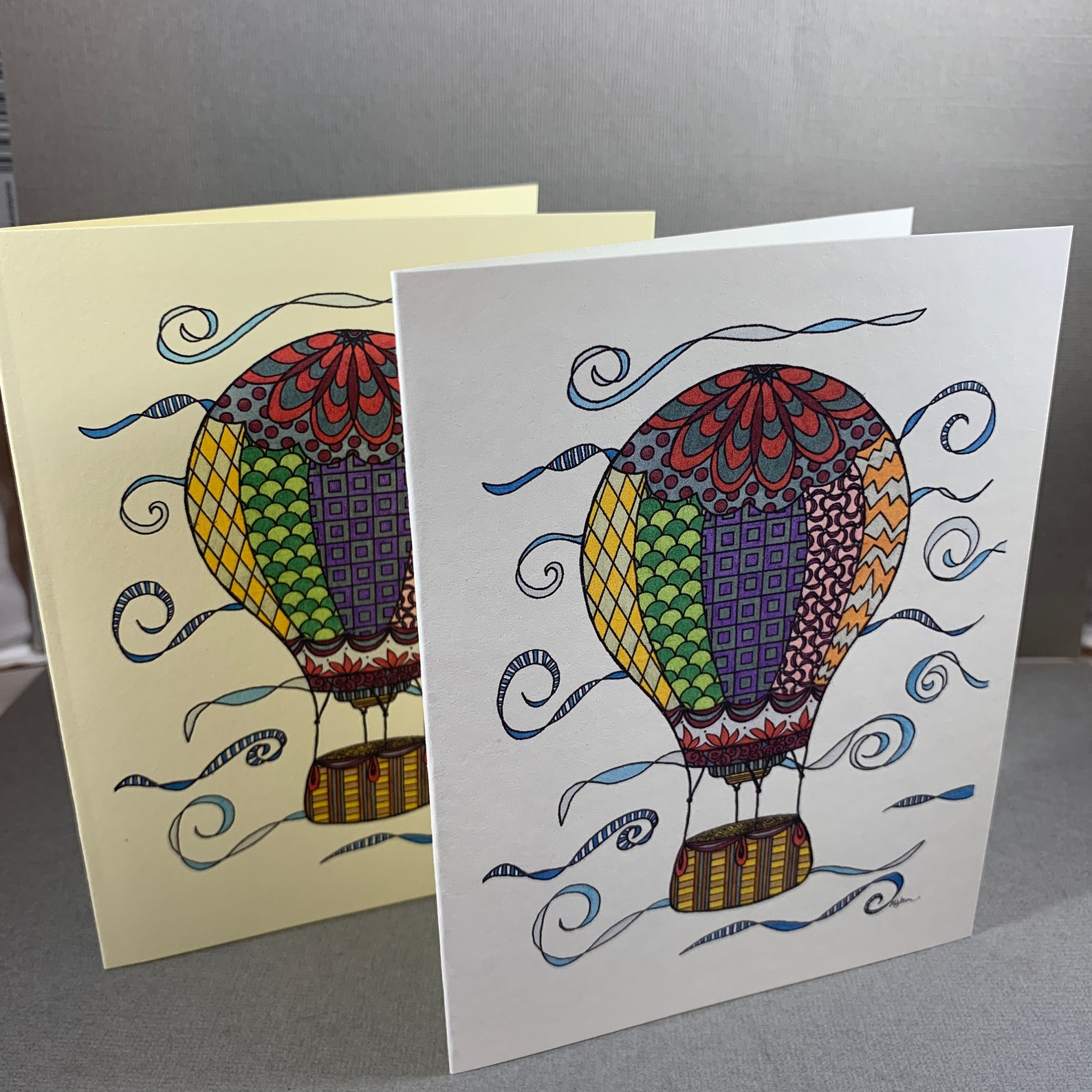Hot Air Balloon Stationery Set - Set of 8 Blank Inside Card Set ...