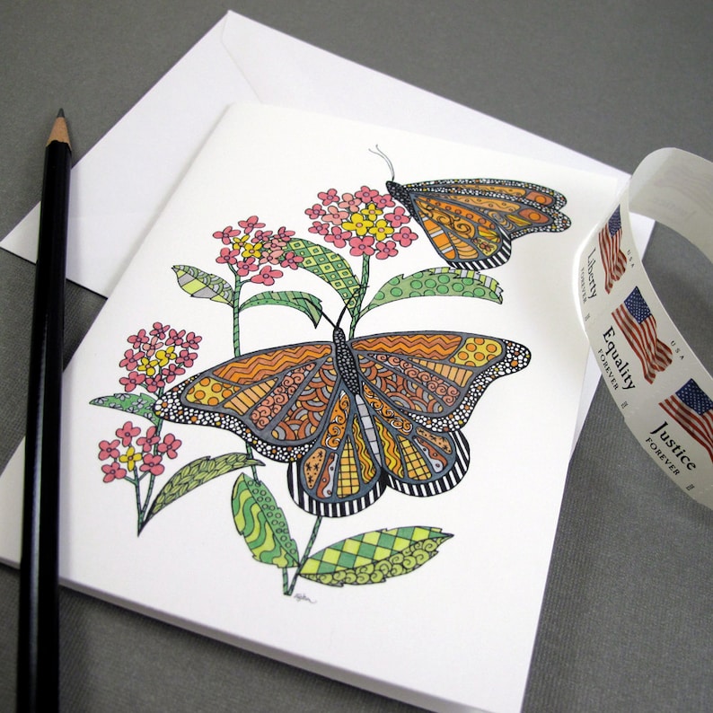 Monarch Butterfly Stationery Set - Set of 8 Blank Inside Note Card Set ...