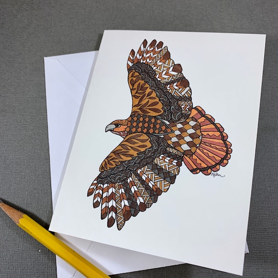 Hawk Stationery Set Set of 8 Blank Inside Card Set Red - Etsy