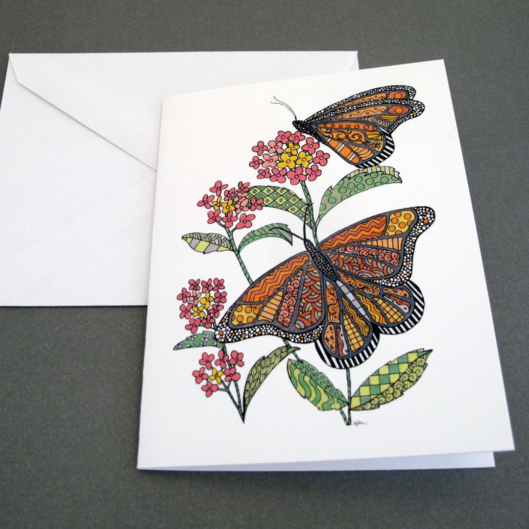 Monarch Butterfly Stationery Set - Set of 8 Blank Inside Note Card Set ...