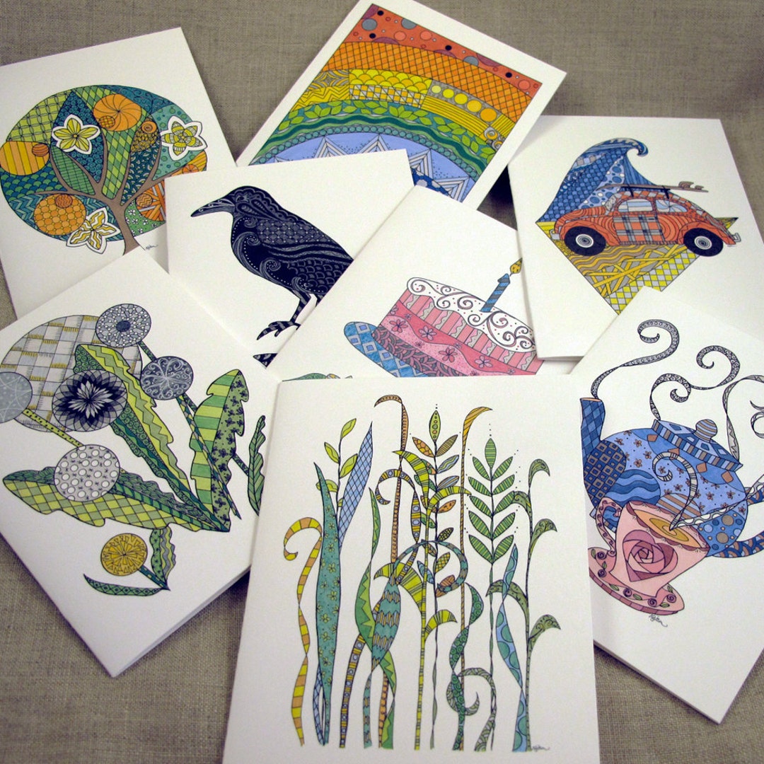 Mix and Match Stationery Set - Set of 8 Blank Inside Card Set - Choose ...