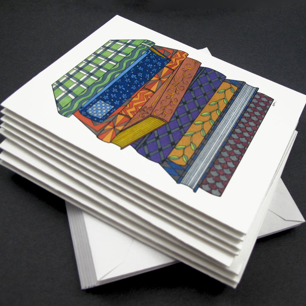 Stack of Books Stationery Set - Set of 8 Blank Inside Card Set ...