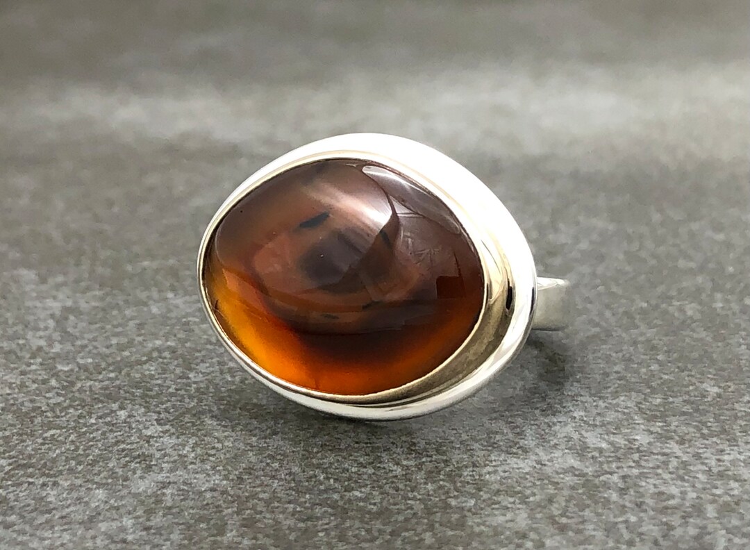 Condor Agate Statement Ring. 14k Gold Setting. Sterling Silver Ring ...