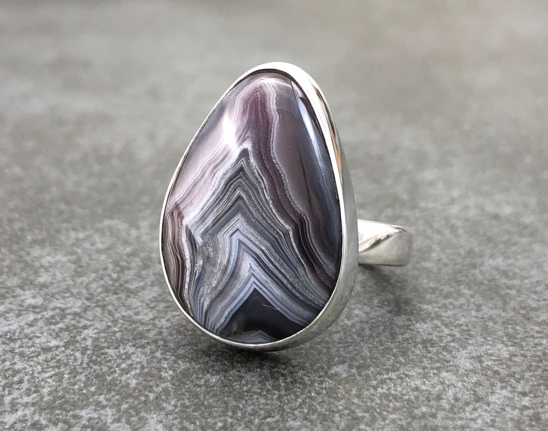 Calandria Agate Ring. Sterling Silver Ring. Size 7.5 US. Agate Jewelry ...