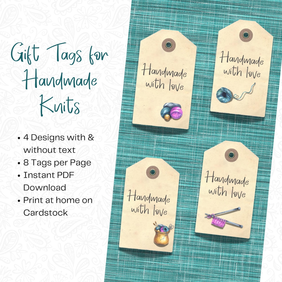 Printable Gift Tags for Hand Knitted Items - 4 Styles | "handmade With ...