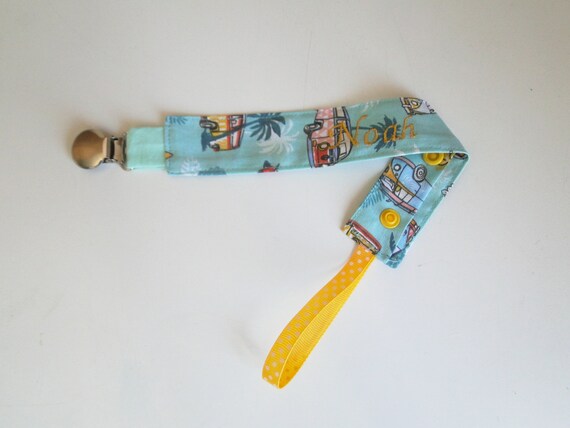Pacifier Clip van&surf Fabric With Metal Clip and - Etsy UK