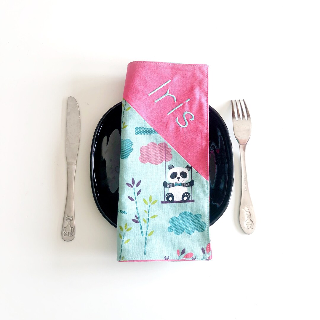 Napkin panda Girl Doubled With First Name and Message Cotton - Etsy UK