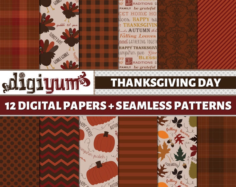 Thanksgiving Digital Papers Seamless Patterns for Website Backgrounds ...