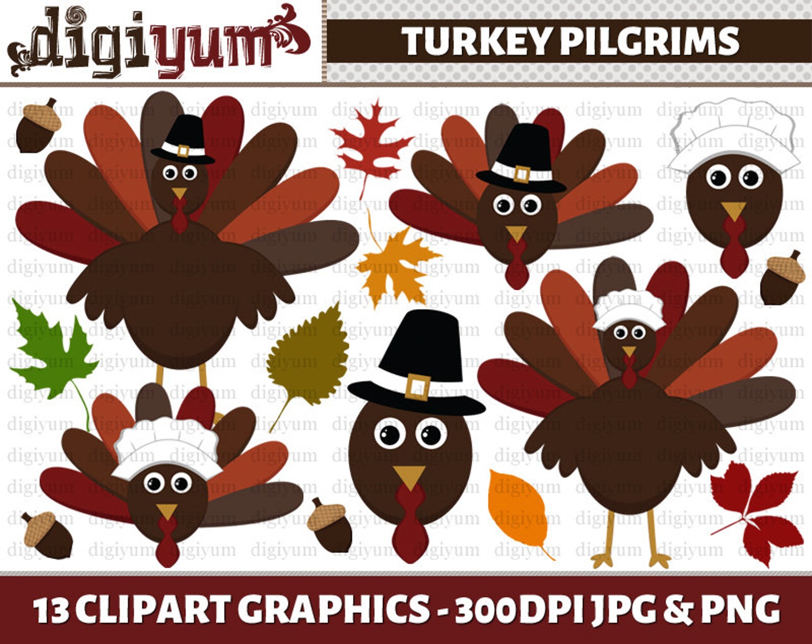 Turkey Pilgrims Thanksgiving Clipart Graphics, Thanksgiving Turkey Clip ...