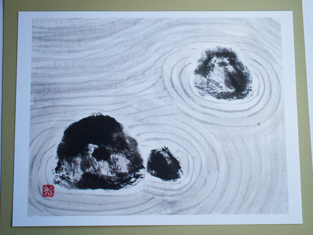 Print: rock Garden, Japanese Ink Drawing, Sumi-e - Etsy