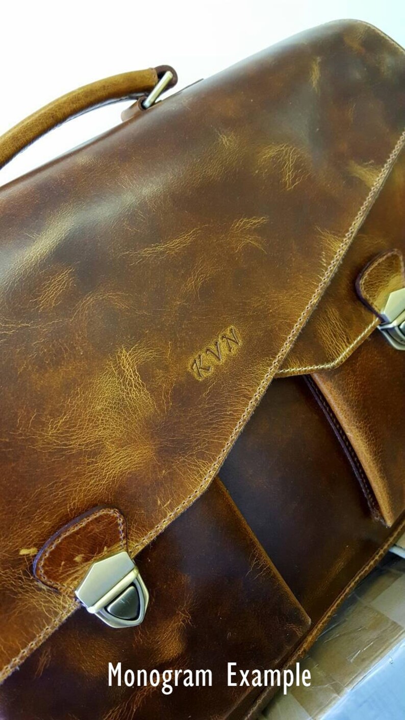 Personalised Handmade Real Leather Mens Briefcase Laptop | Etsy