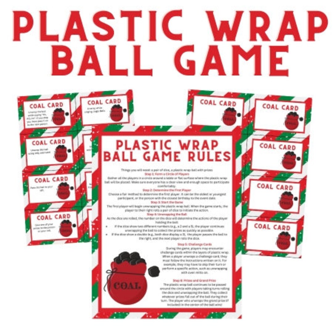 Christmas Plastic Wrap Game Cards – Coal Challenge, Family Fun (PDF) - Etsy