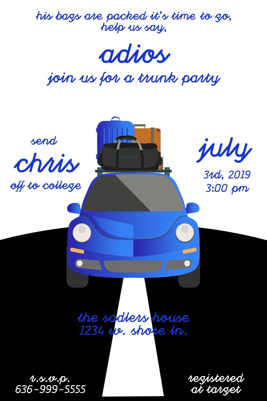 College Send off Invitation: Trunk Party Digital Farewell (printable ...