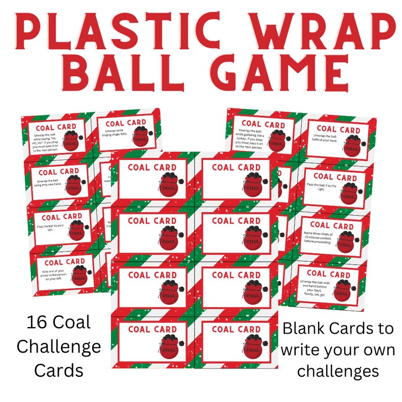 Christmas Plastic Wrap Game Cards – Coal Challenge, Family Fun (PDF) - Etsy