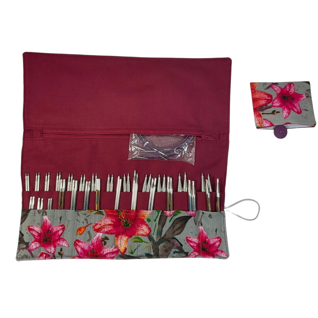 Interchangeable Knitting Needle Case With Flowers , Floral Addi Case ...