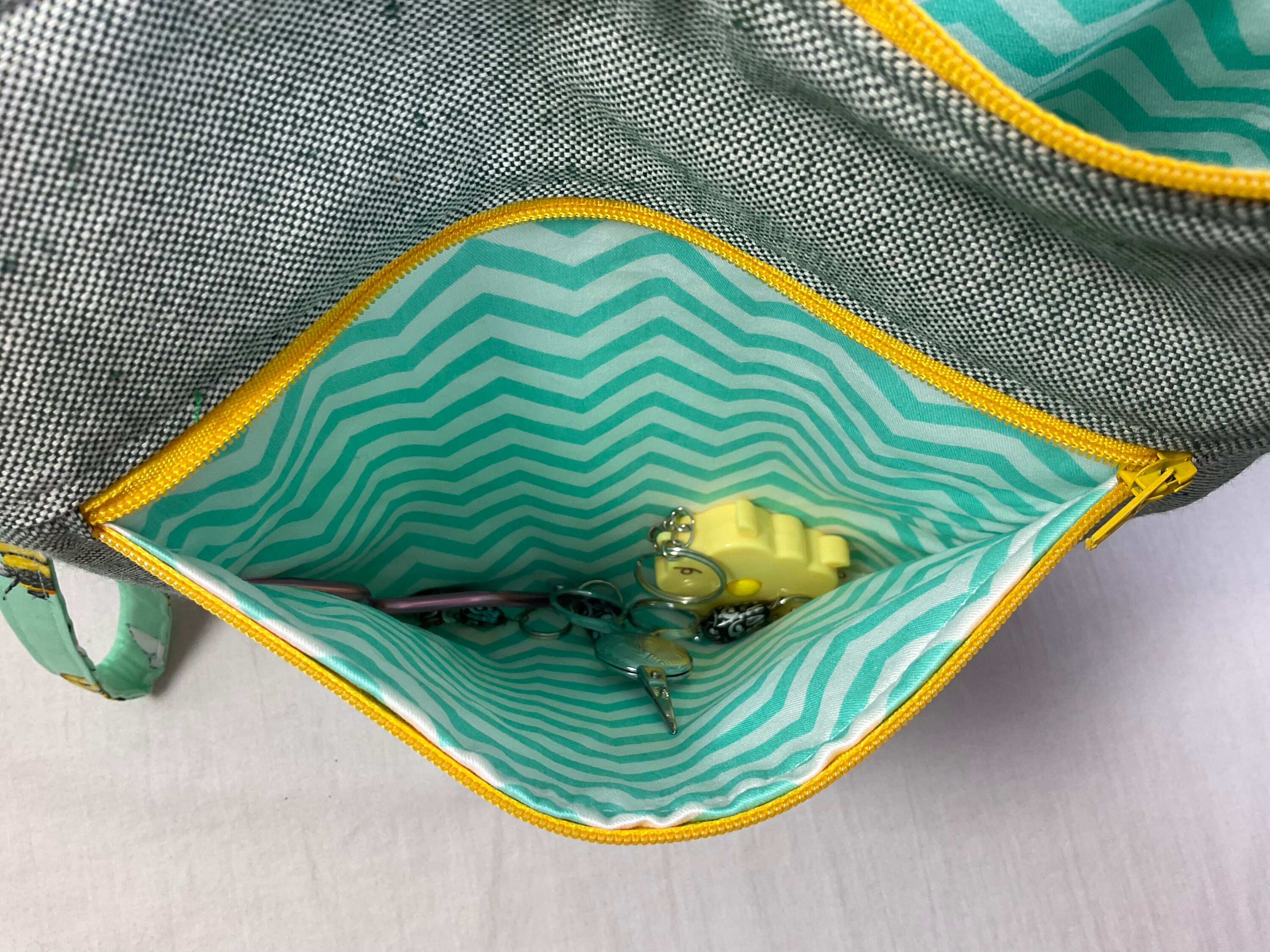 Knitting and crochet pouch bag with zip pocket and socks | Etsy