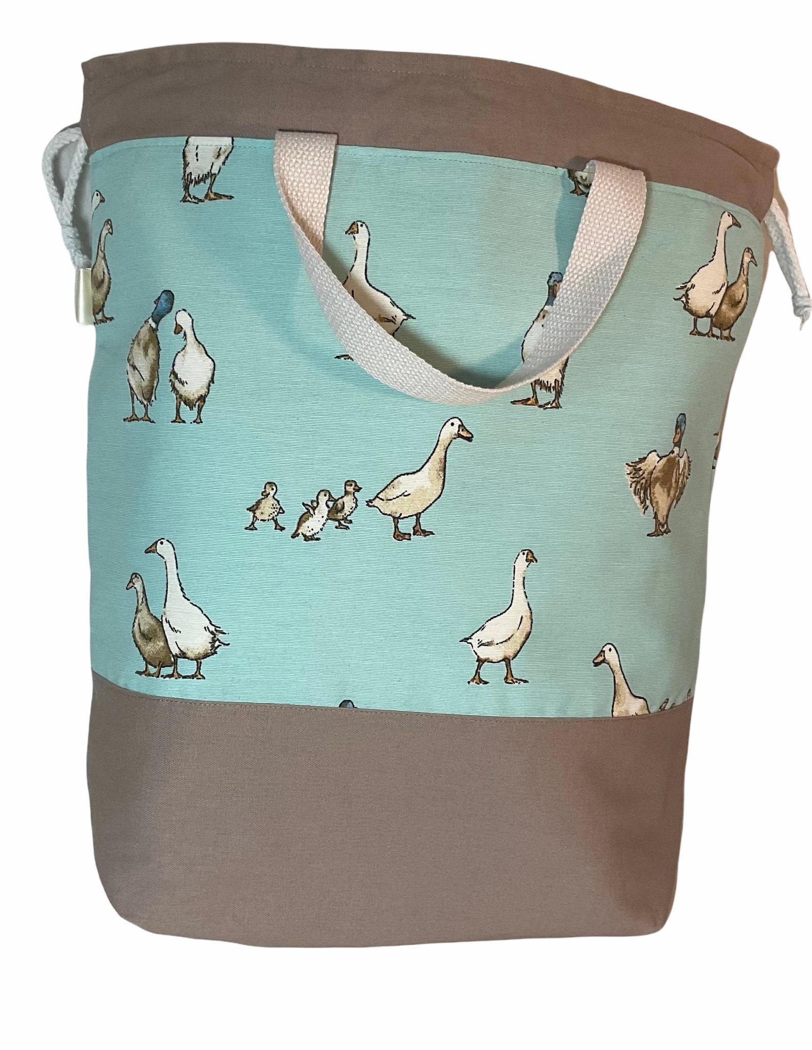 Extra Large Canvas Drawstring Knitting Bag With Ducks Print - Etsy