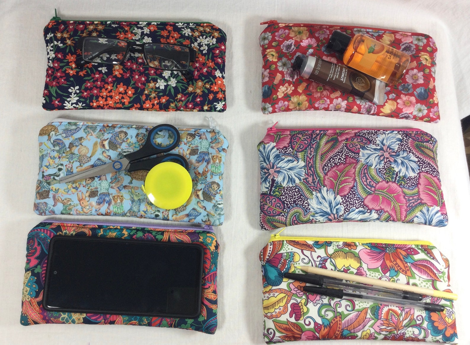 Liberty Fabric Zip Pouch to Fit Larger Phones Floral Makeup - Etsy UK