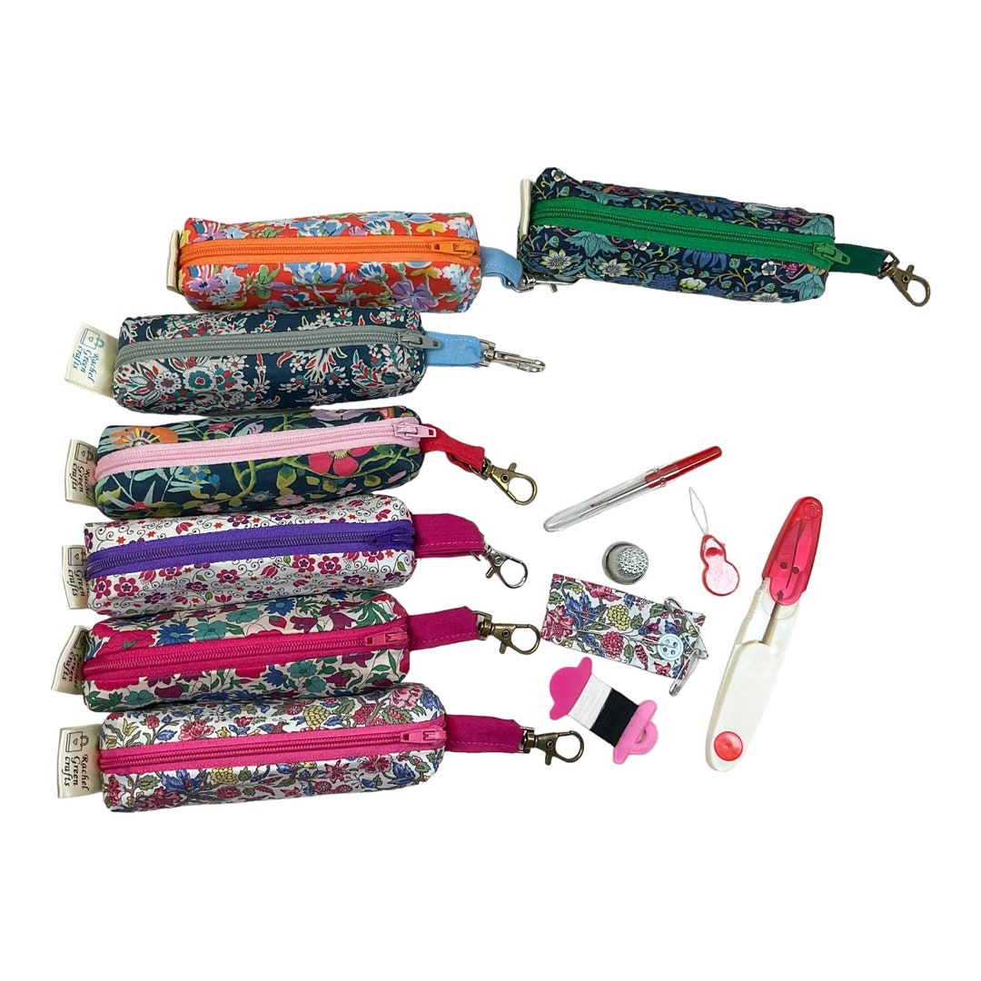 Liberty Fabric Mini Sewing Kit, Travel Mending Case, Floral Needle Case ...
