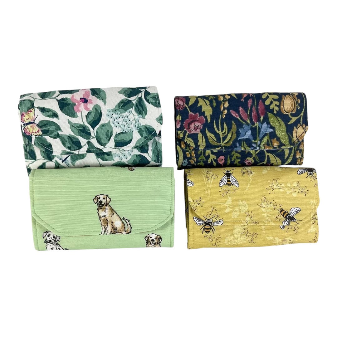 Concertina Purse in Floral Cotton Canvas Fabric, Coin and Card Wallet ...