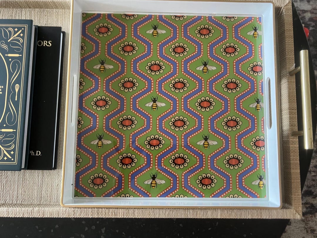 GUCCI Wallpaper Serving Tray White With Gold Trim - Etsy