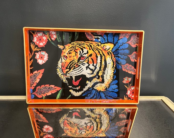 GUCCI Tiger Wallpaper Orange and Gold Serving Tray - Made to Order - Etsy