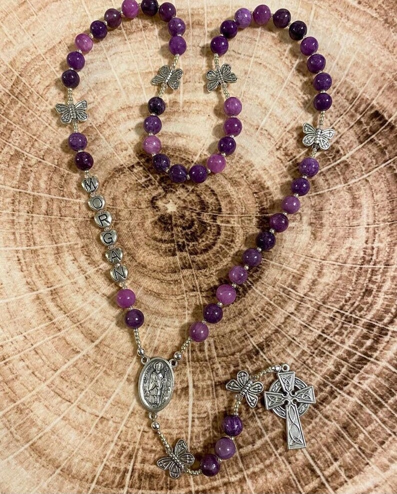 Custom Rosary Beads, Butterfly Accent, Personalized Name - Etsy