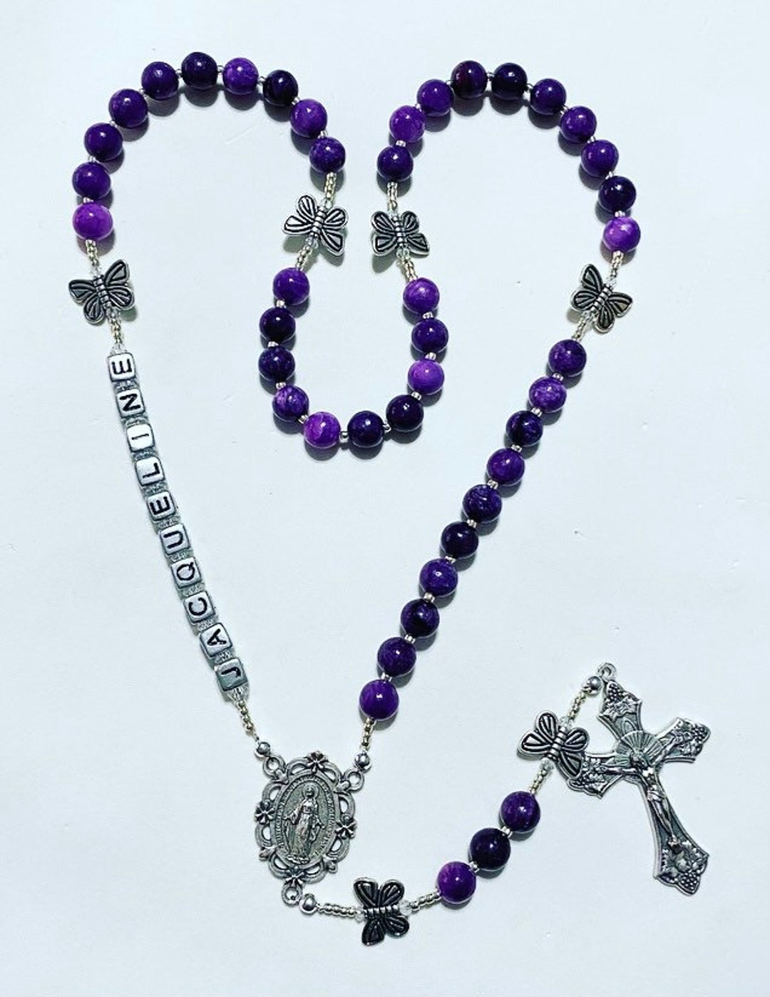 Custom Rosary Beads, Butterfly Accent, Personalized Name - Etsy