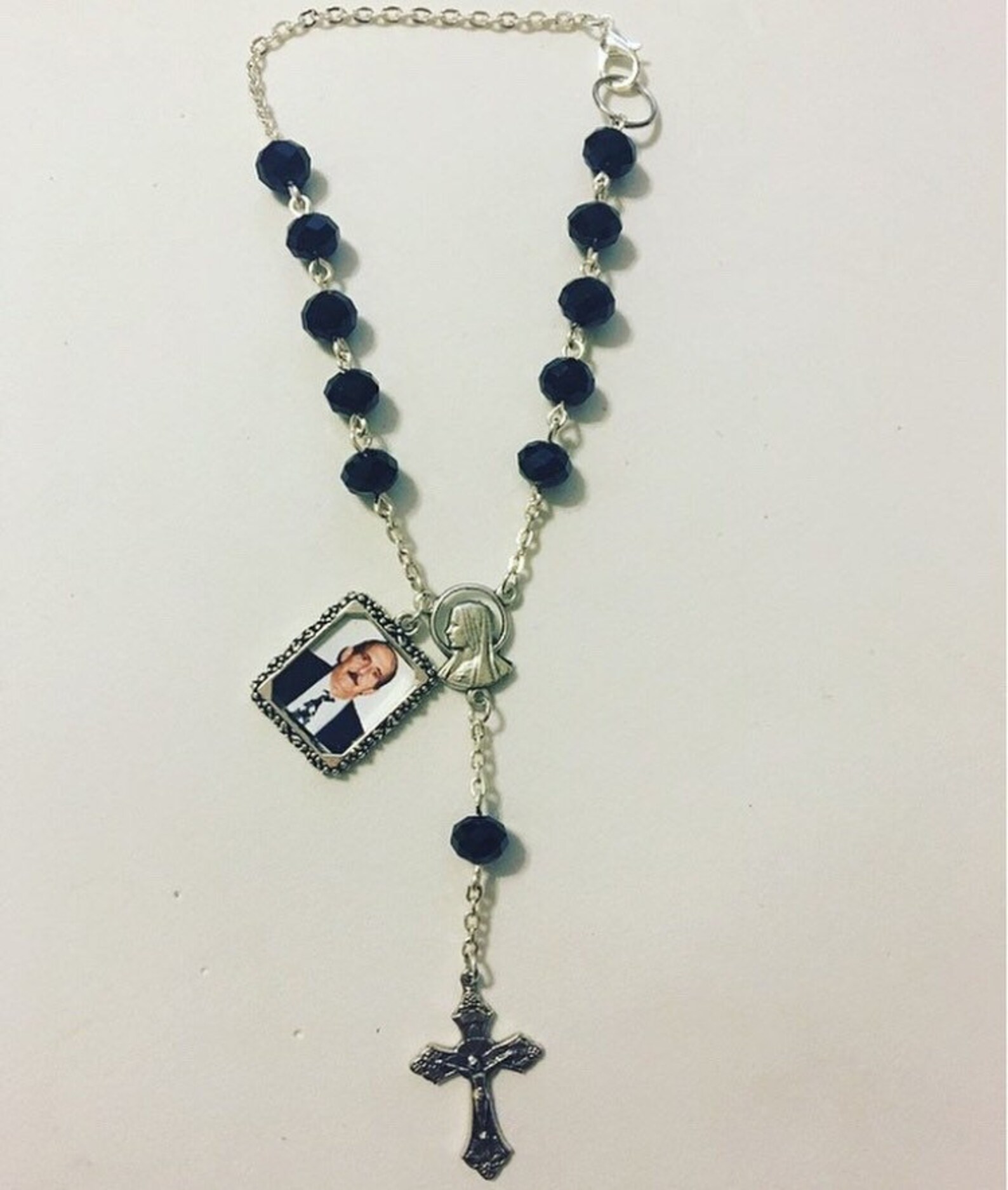 Car Rosary With Photo Memorial Gift Personalized Rosary - Etsy