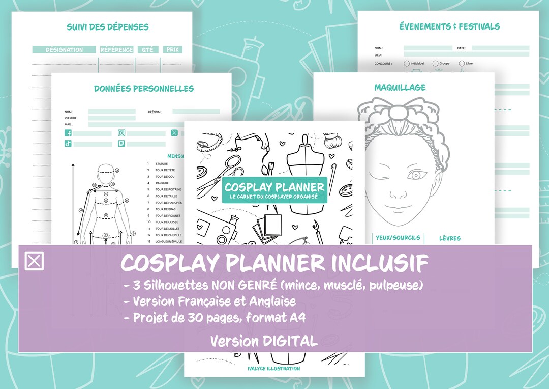 COSPLAY Planner/inclusive/3 Body Types/gender Neutral/30 Page Pdf ...