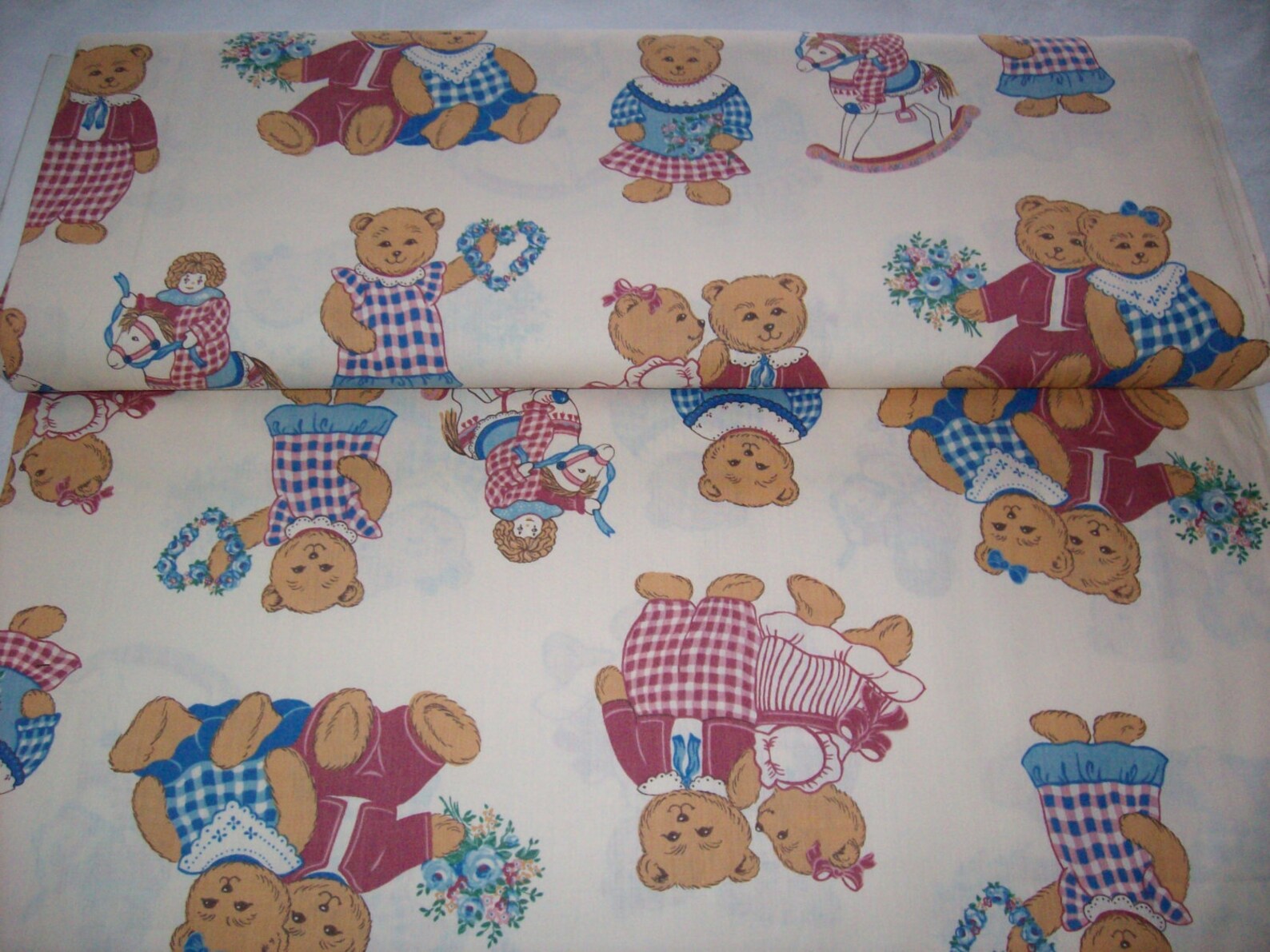 Springmaid Cozy Cafe,vintage Fabric, off White With Teddy Bears in Pink ...
