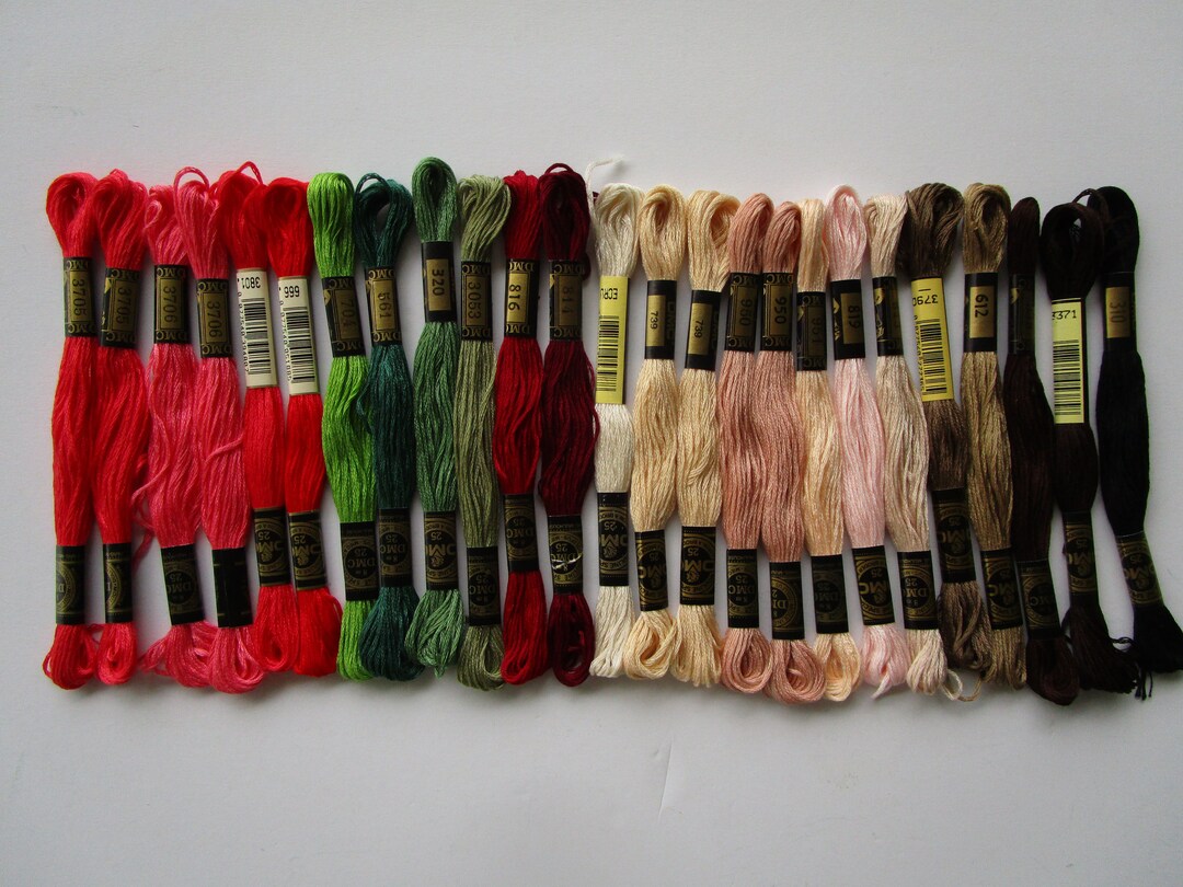 21 Colors, 25 Skeins DMC Embroidery Cross Stitch Thread, Reds,burgundy ...