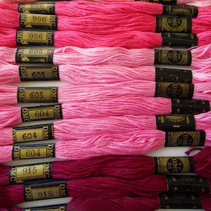 10 Colors Hot Pink Plum Dusty Burgundy Rose Mauve Taupe, DMC Embroidery ...