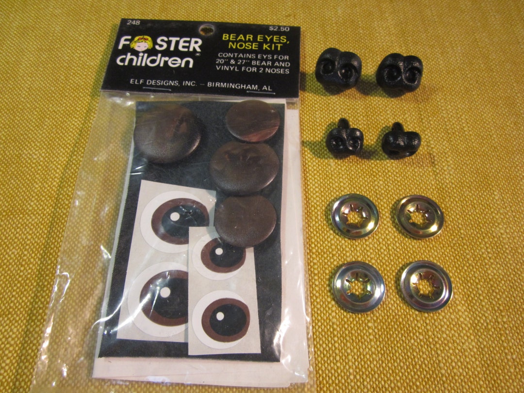Teddy Bear Nose and Eye Kit, 4 Plastic Noses, Vinyl for 2 Noses, Wood ...